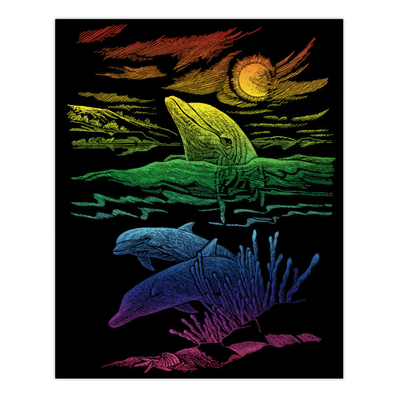 Kit à gratter arc-en-ciel – Dauphins