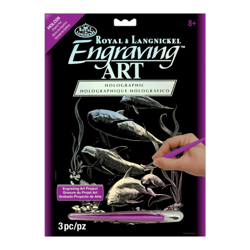 Kit à gratter holographique – Banc de dauphins