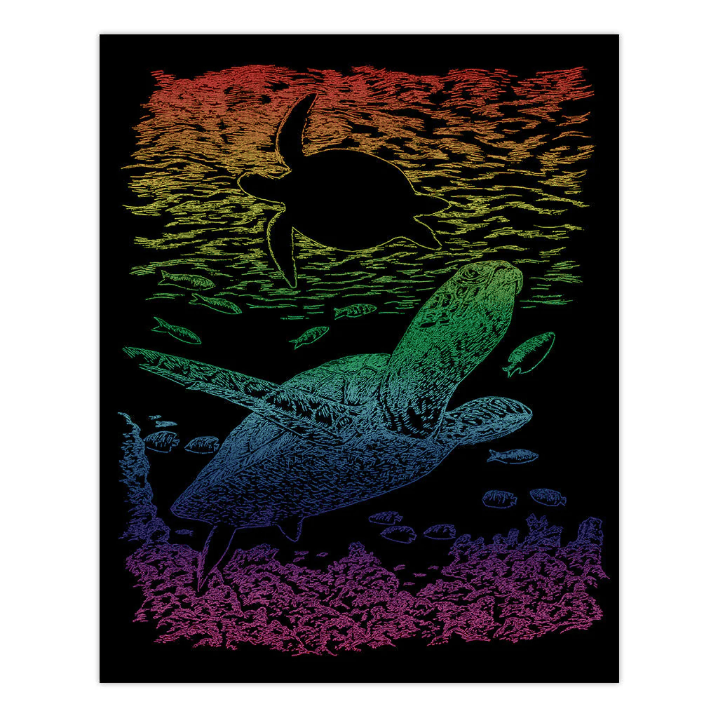 Kit à gratter arc-en-ciel – Tortue marine