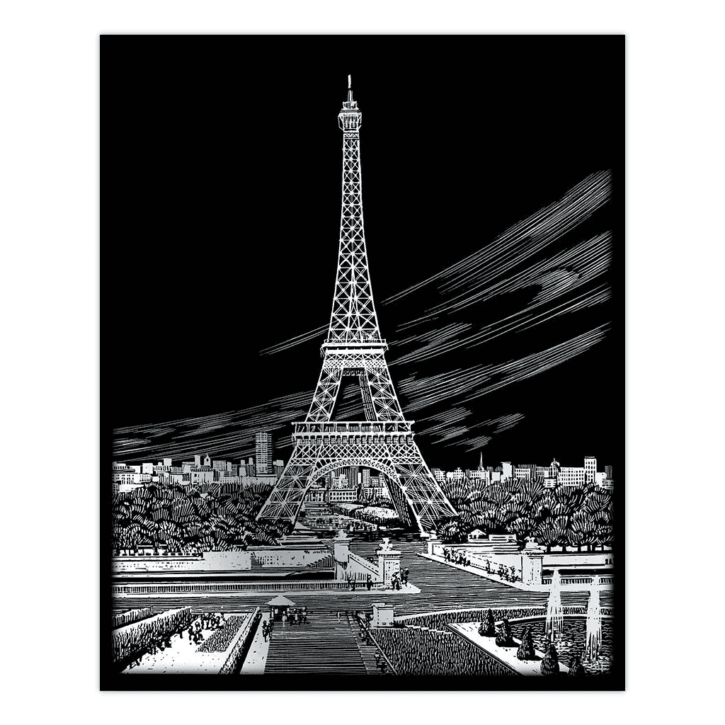 Peinture à gratter argent - Tour Eiffel