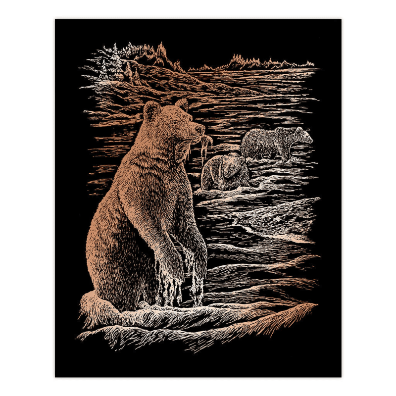 Peinture à gratter cuivre - Grizzlis