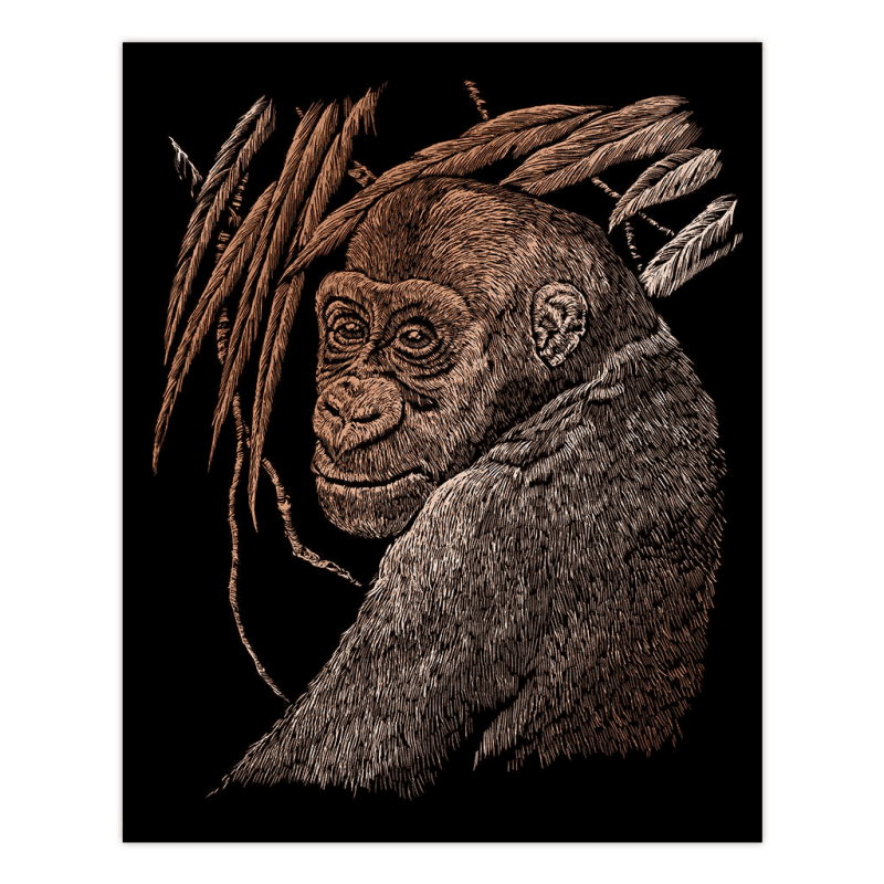 Peinture à gratter cuivre - Singe errant