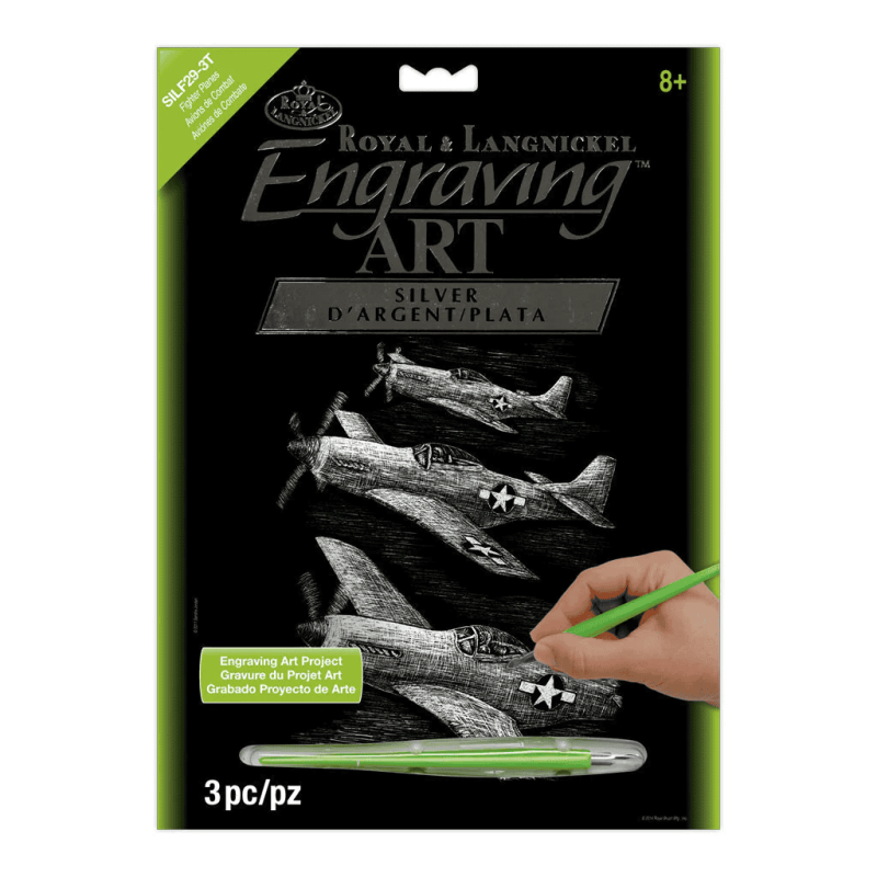 Peinture à gratter argent - Avions de chasse