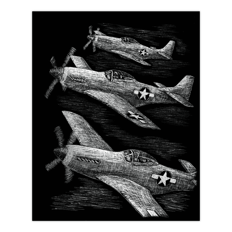 Peinture à gratter argent - Avions de chasse