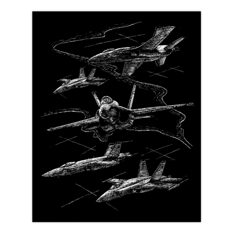 Peinture à gratter argent - Avions à réaction