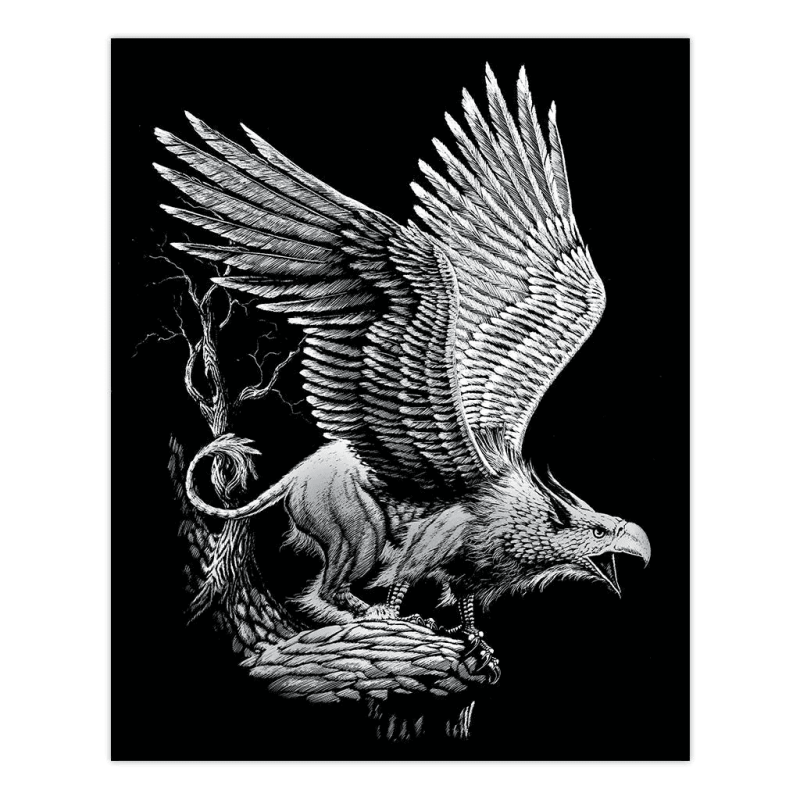 Peinture à gratter argent - Griffon hurlant