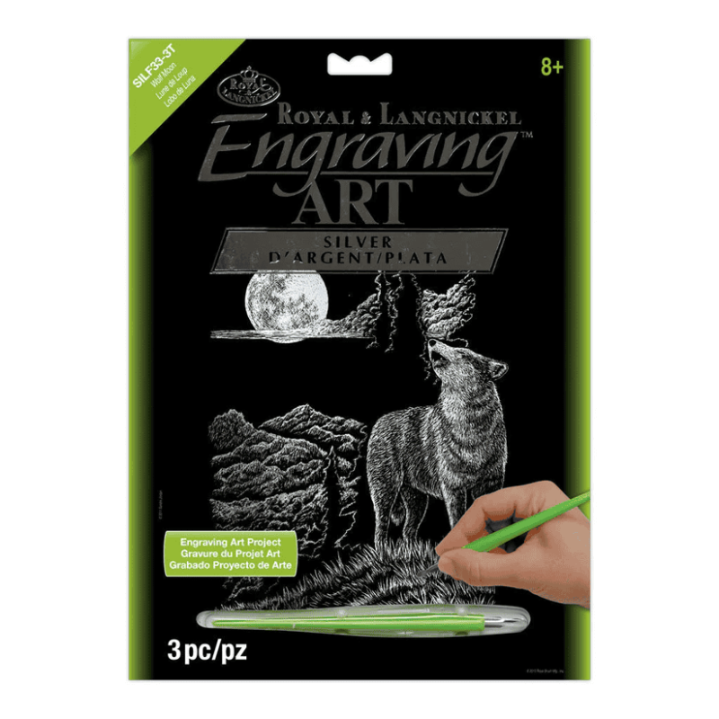 Peinture à gratter argent - Lune du loup