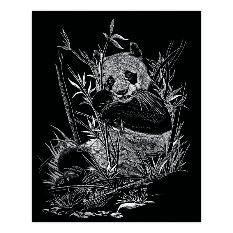 Peinture à gratter argent - Panda